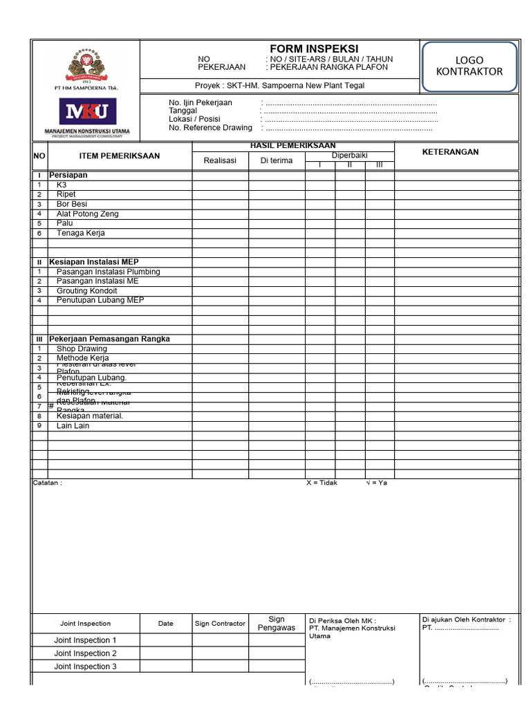 Mku-Qms, Site-Str, Skt-Hms-Tegal. 05, Pekerjaan Rangka Plafon | PDF