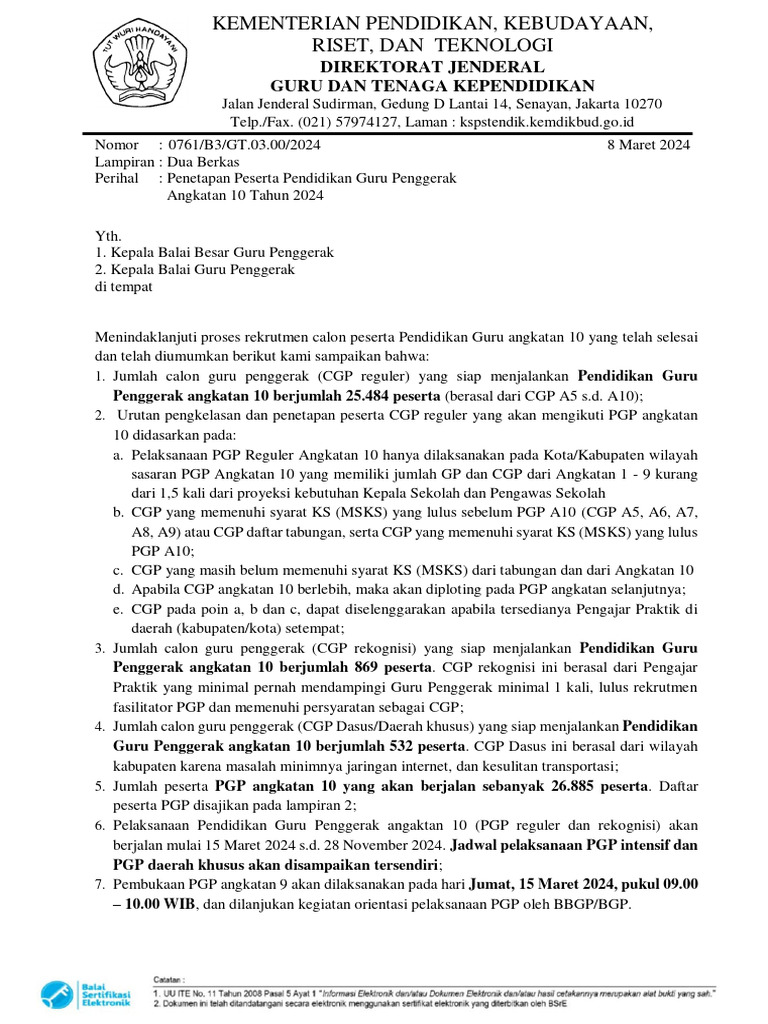 Surat Penetapan PGP A10 | PDF