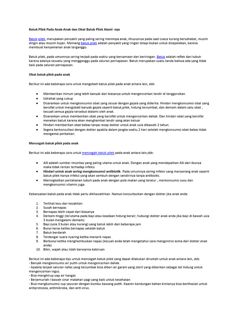 Batuk Pilek Pada Anak | PDF
