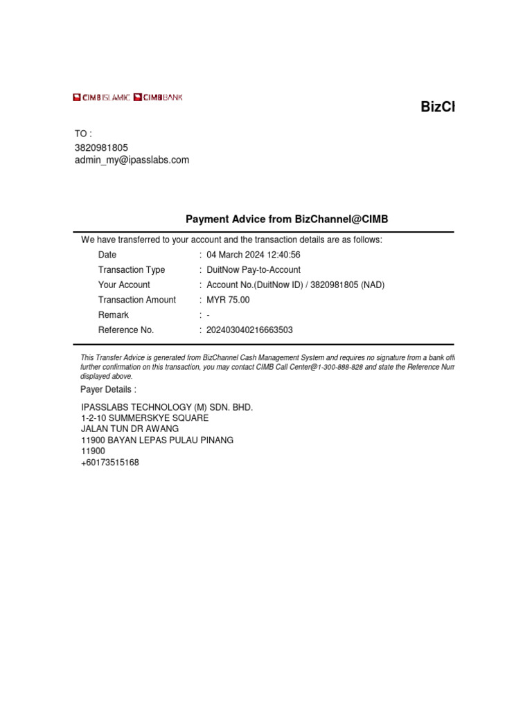 CIMB Transfer - Advice 202403041243351 | PDF