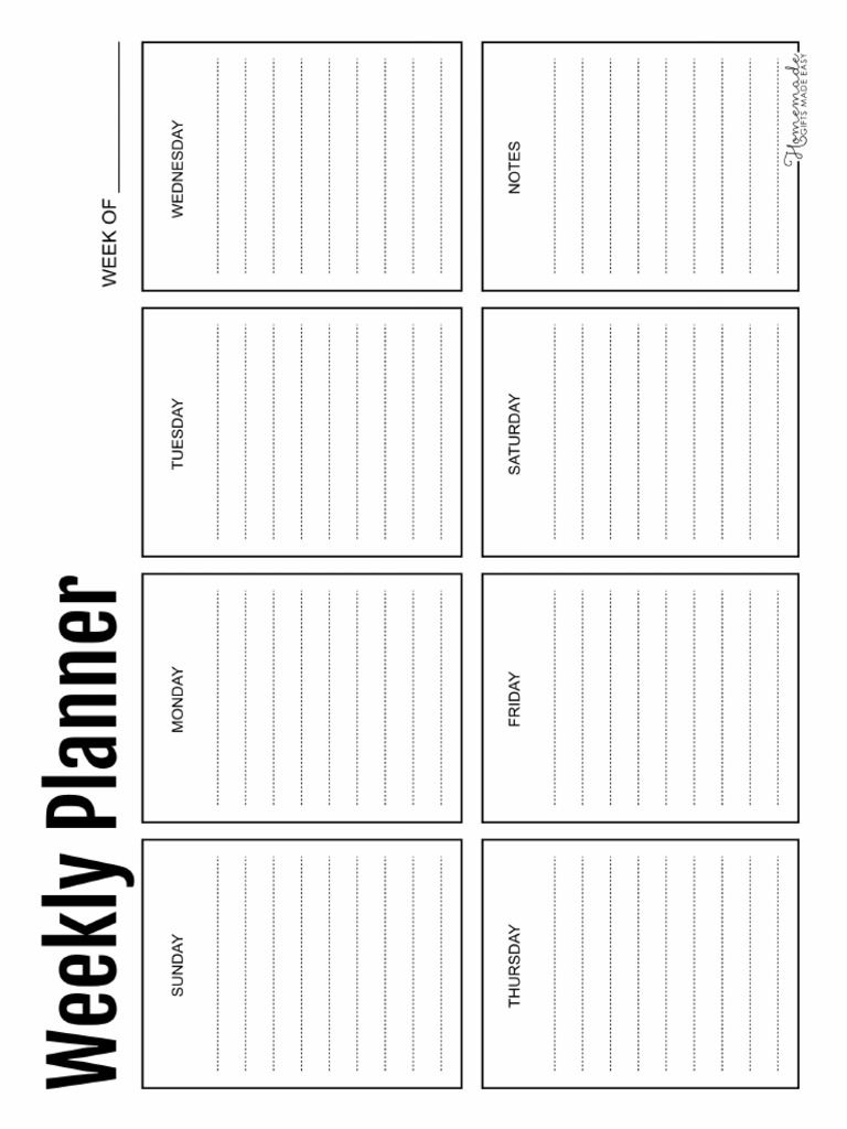 Weekly Calendar Landscape Block Border | PDF