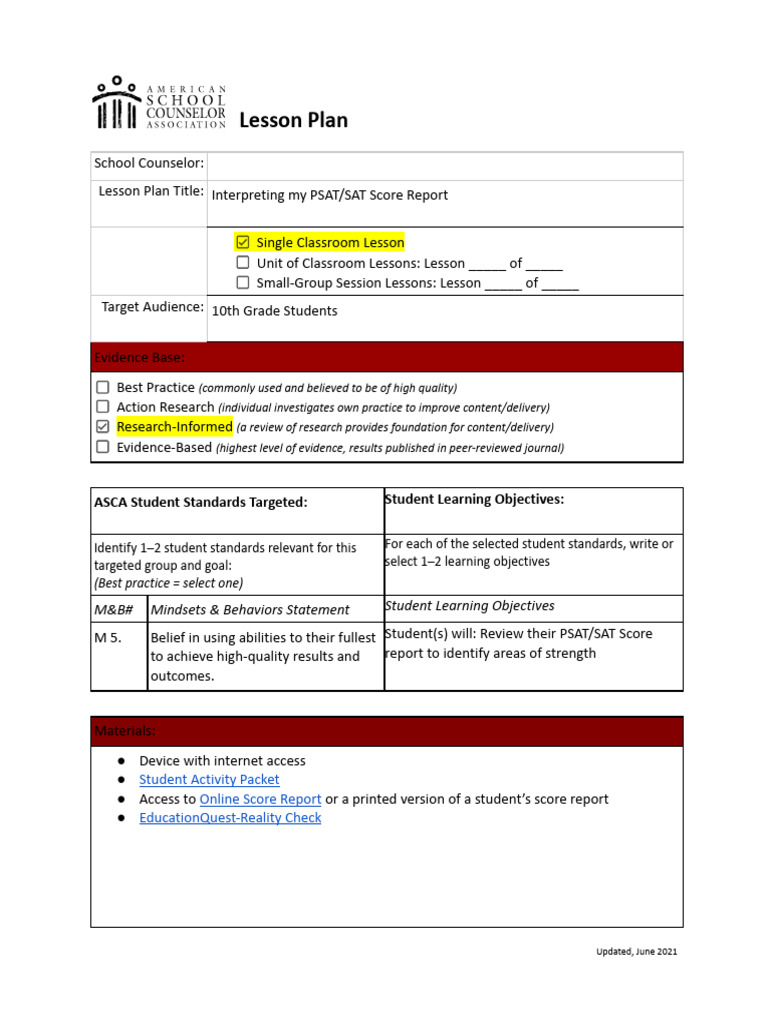 Interpreting My Psat Sat Score Report | PDF