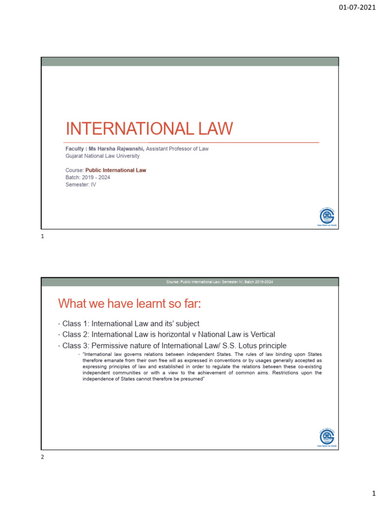 Class Slides | PDF | International Law | Jurisprudence