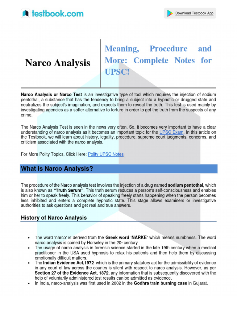 Narco Analysis 3dc7148d | PDF | Polygraph | Dose (Biochemistry)