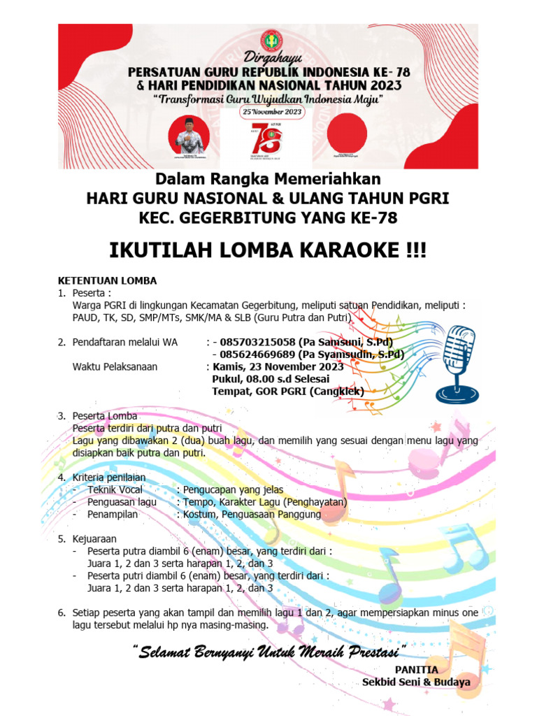 Lomba Karaoke Hari Guru Nasional 2023 | PDF | Art
