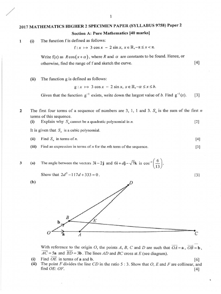 H2 Mathematics P2 | PDF