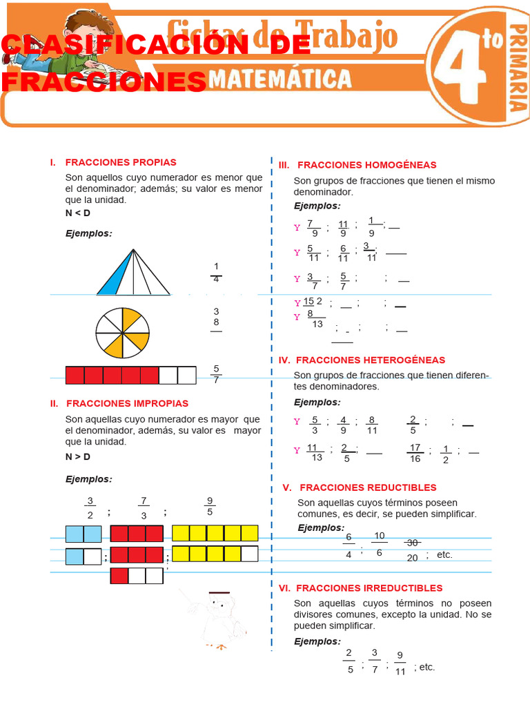 Clasificación de Fracciones para 4to Grado | PDF | Aritmética ...
