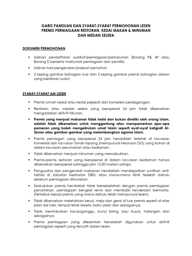 GARIS PANDUAN DAN SYARAT-Food Court | PDF GARIS PANDUAN DAN SYARAT-Food Court | PDF