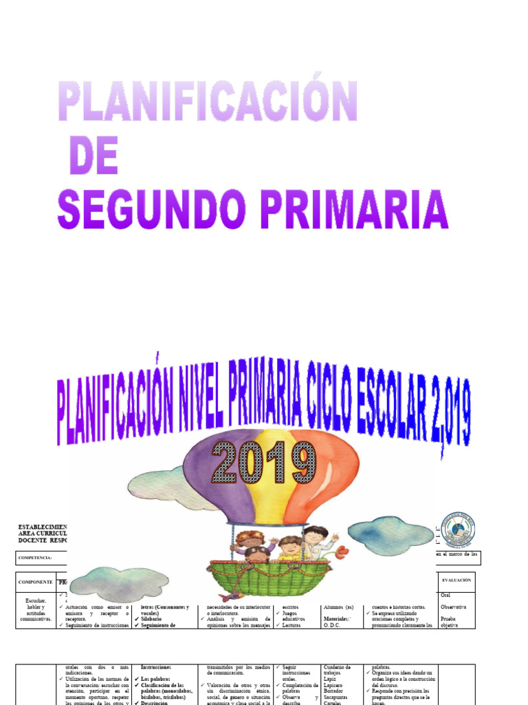Planes de Segundo Primaria | PDF | Comunicación | Conjunto (Matemáticas)
