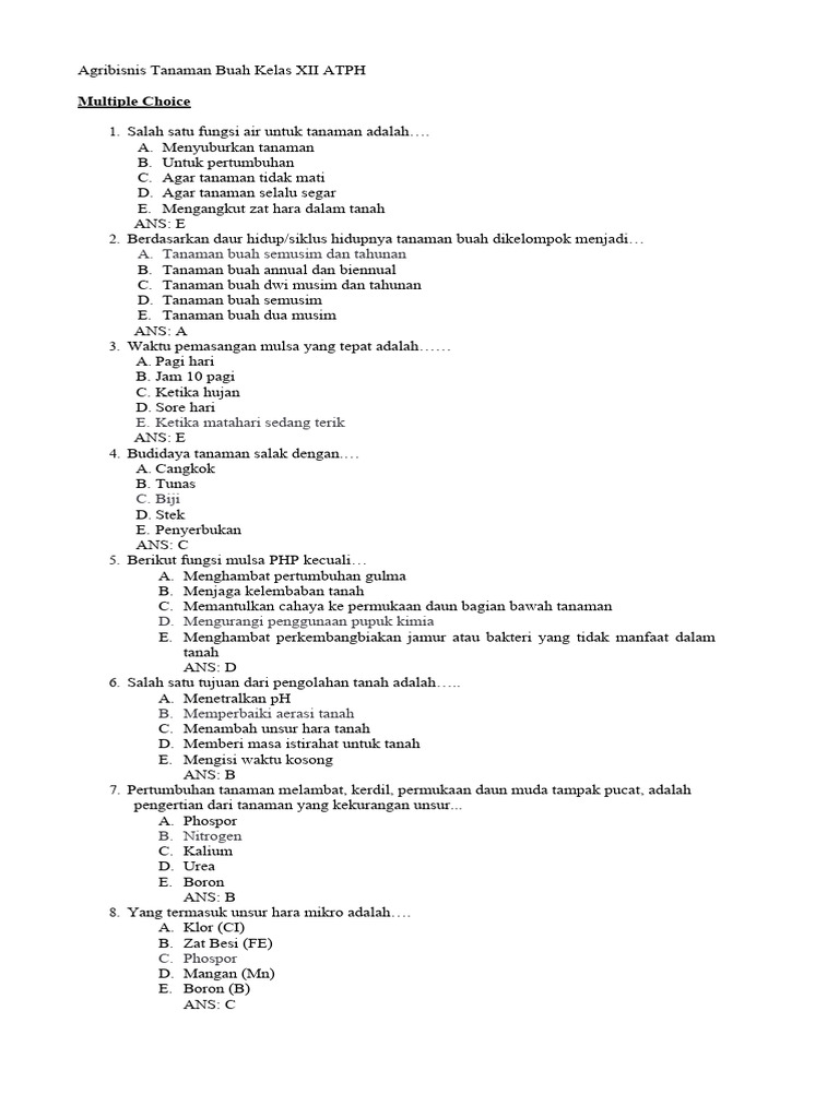 Soal Atb Xii - Atph | PDF