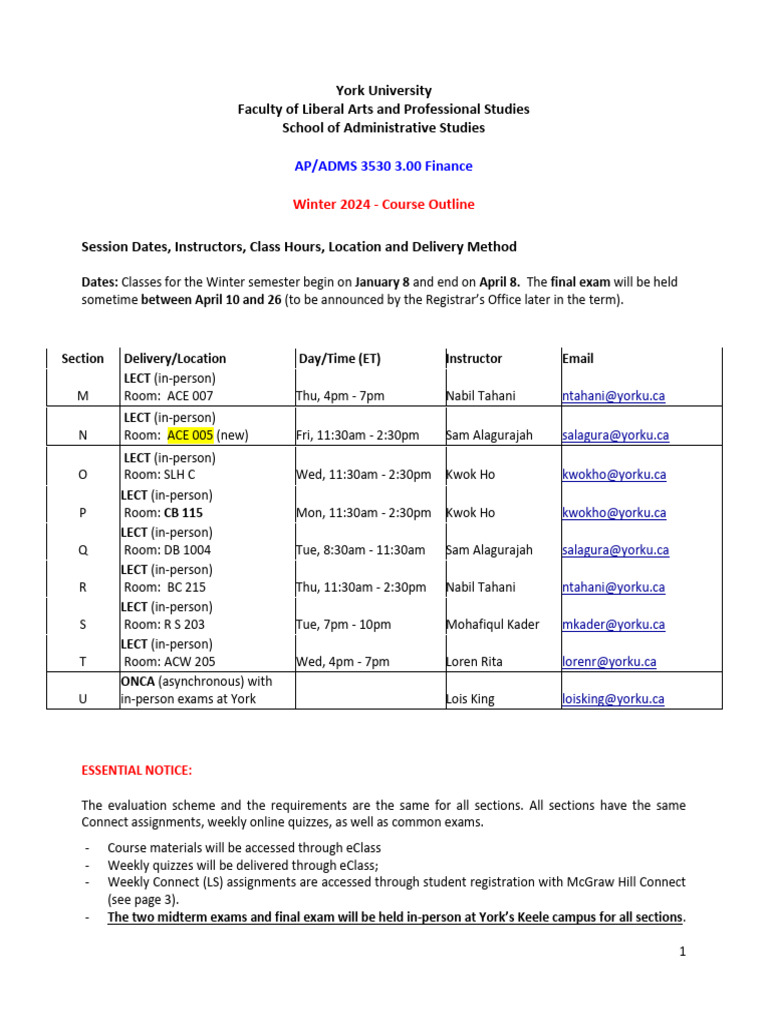 ADMS 3530-Winter 2024-Course Outline (Jan 18) | PDF