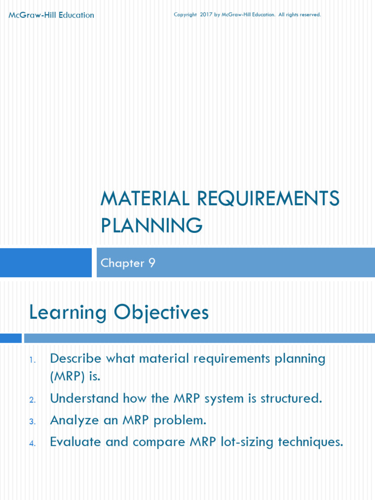 CH 9 Material Requirements Planning | PDF | Business | Business Economics