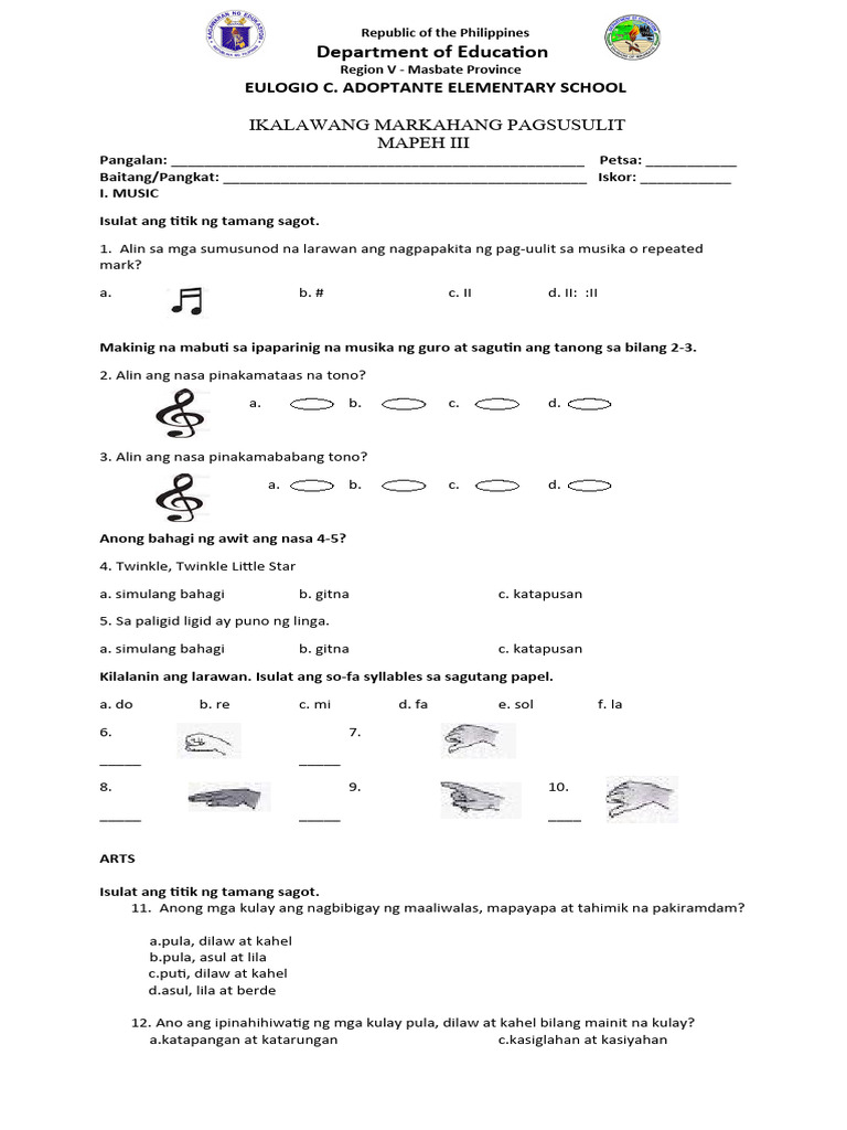 PT - Mapeh 3 - Q2 | PDF