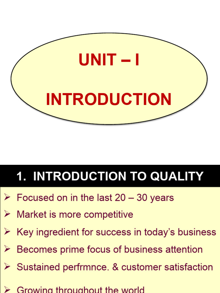 Unit I | Download Free PDF | Quality (Business) | Quality Management