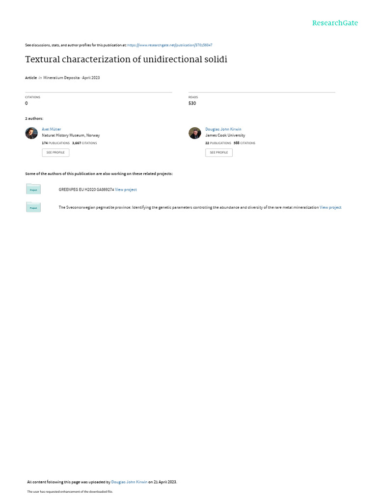 Unidirectional Solidification Textures in Cu-Au Deposits | PDF ...