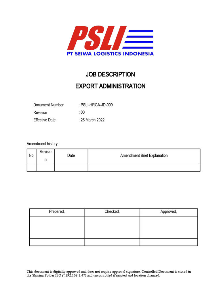 Jobdesc - Export Administration | PDF | Invoice