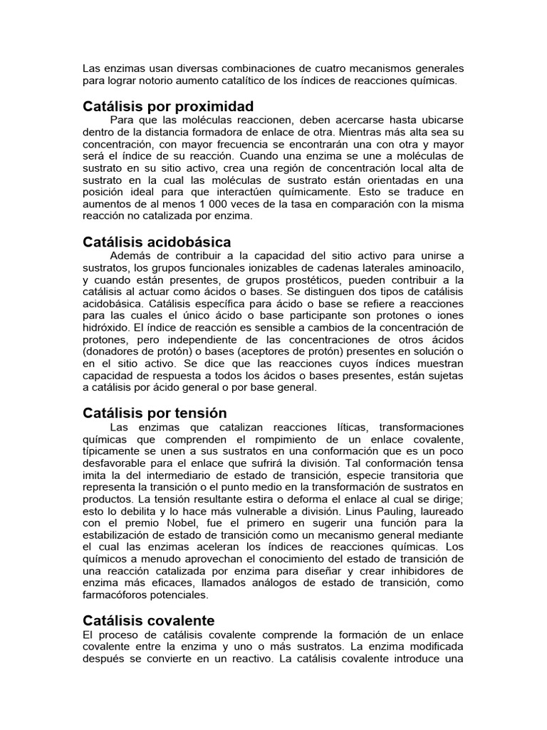 Tipos de Catalisis | PDF | Catálisis | Enzima