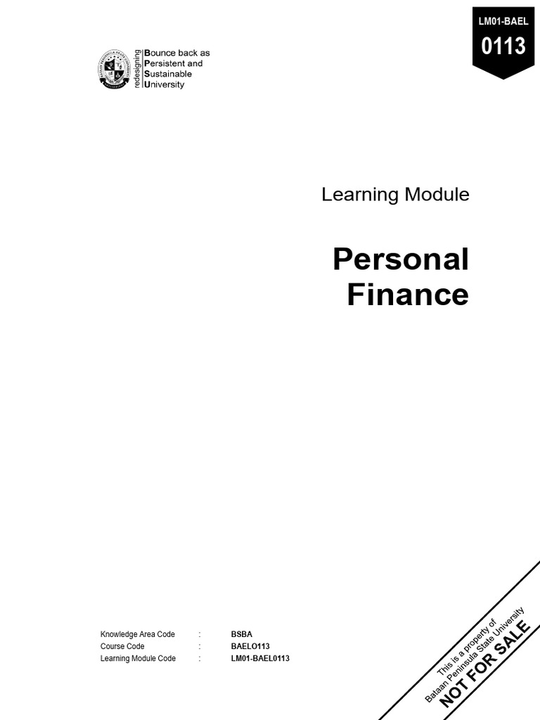 2021 PERSONAL FINANCE - Module 1 LP 1-3 | PDF | Public Finance | Business