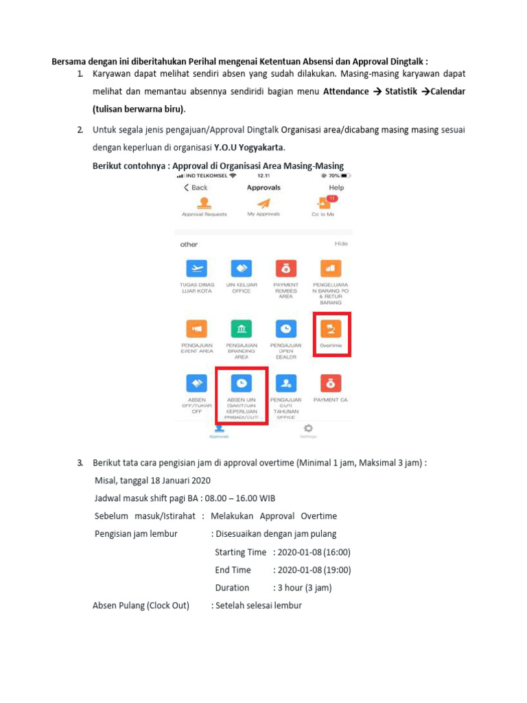 Dingtalk Tata Cara Absensi Approval | PDF | Finance & Money Management