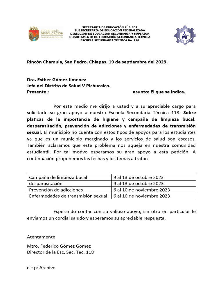Oficios Comite de Salud | PDF
