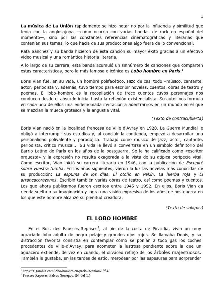 Boris Vian EL LOBO HOMBRE | PDF