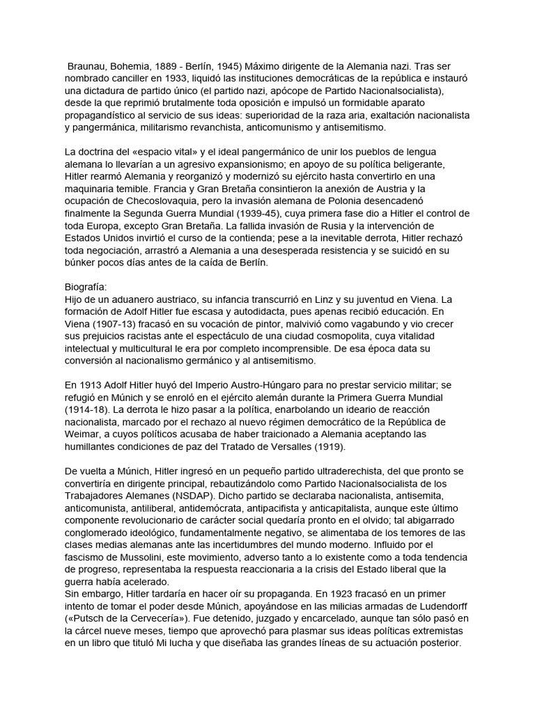 Adolf Hitler: Ascenso y Caída del Nazismo | PDF | Alemania nazi | Adolf ...
