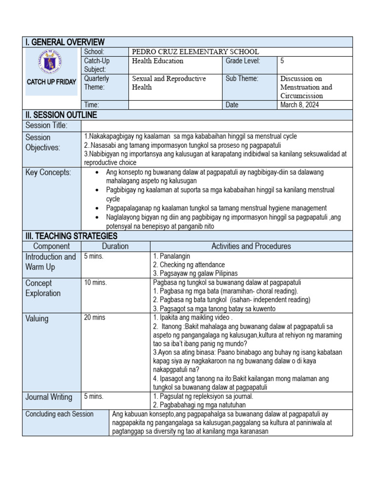 Grade 5_March 8 Materials_Health Education_Grade-5-Catch-up-Friday-Health-March-8-SDO-San-Juan | PDF