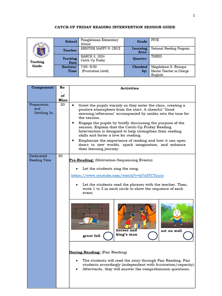 Grade 5 - March 8 Materials - NRP - March-8-Reading-Intervention | PDF | Cognition | Behavior ...