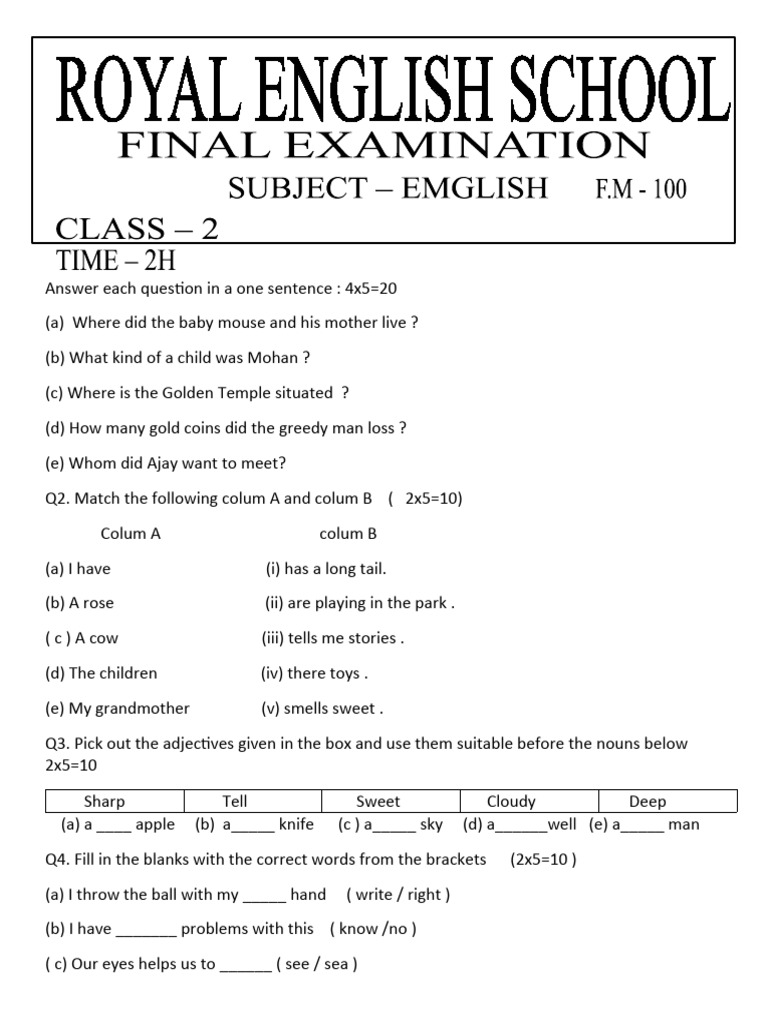 Class 2 English 2024 | PDF | Languages | Foreign Language Studies