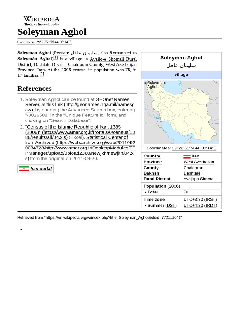 Soleyman Aghol Village Overview | PDF