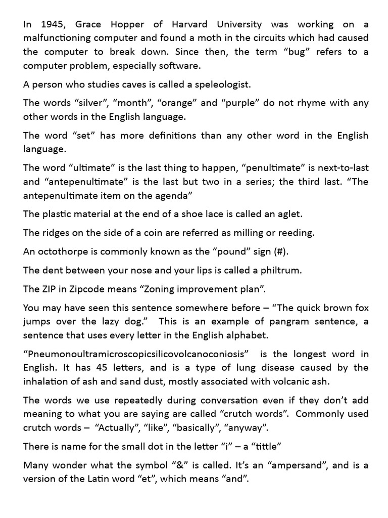 English Fun Fact | PDF | English Language | Word