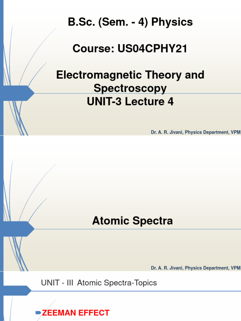 Zeeman Effect and Stark Effect | PDF