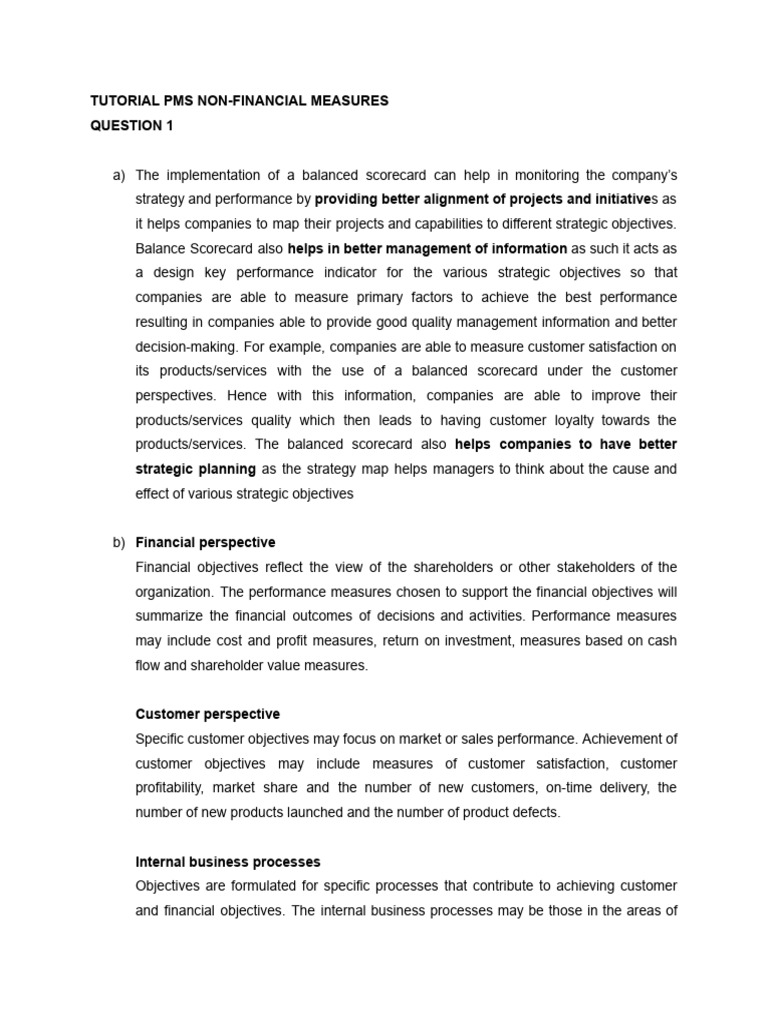 Tutorial PMS Non-Financial Measures | PDF | Strategic Management ...