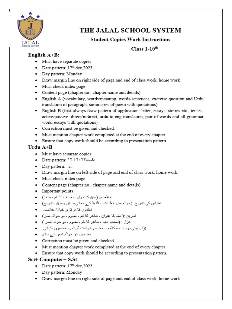 Copy Work Instruction 1-10 | PDF | English Language | Human Communication