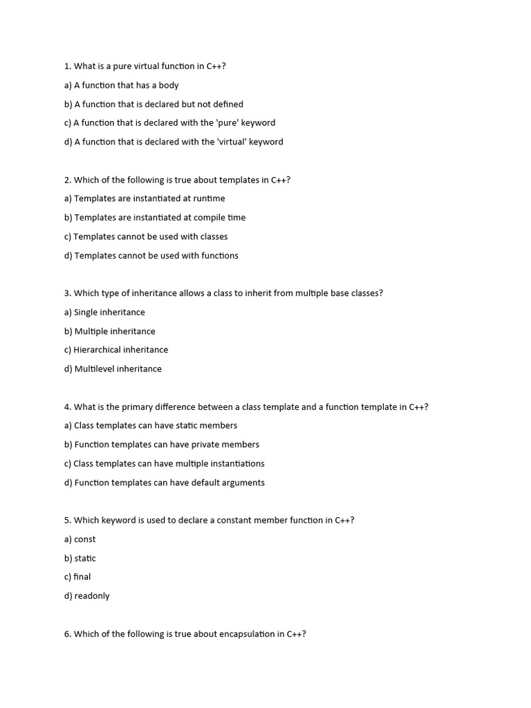 C++ Question Bank | Download Free PDF | C++ | Class (Computer Programming)
