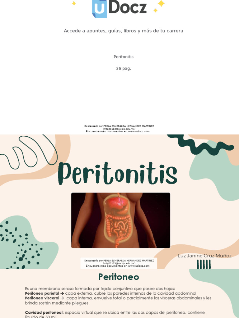 Peritonitis 256210 Downloadable 5153264 | PDF | Peritoneo | Especialidades Medicas