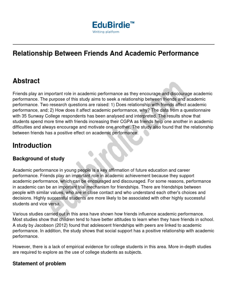 Friends' Impact on Academic Success | PDF | Friendship | Survey Methodology