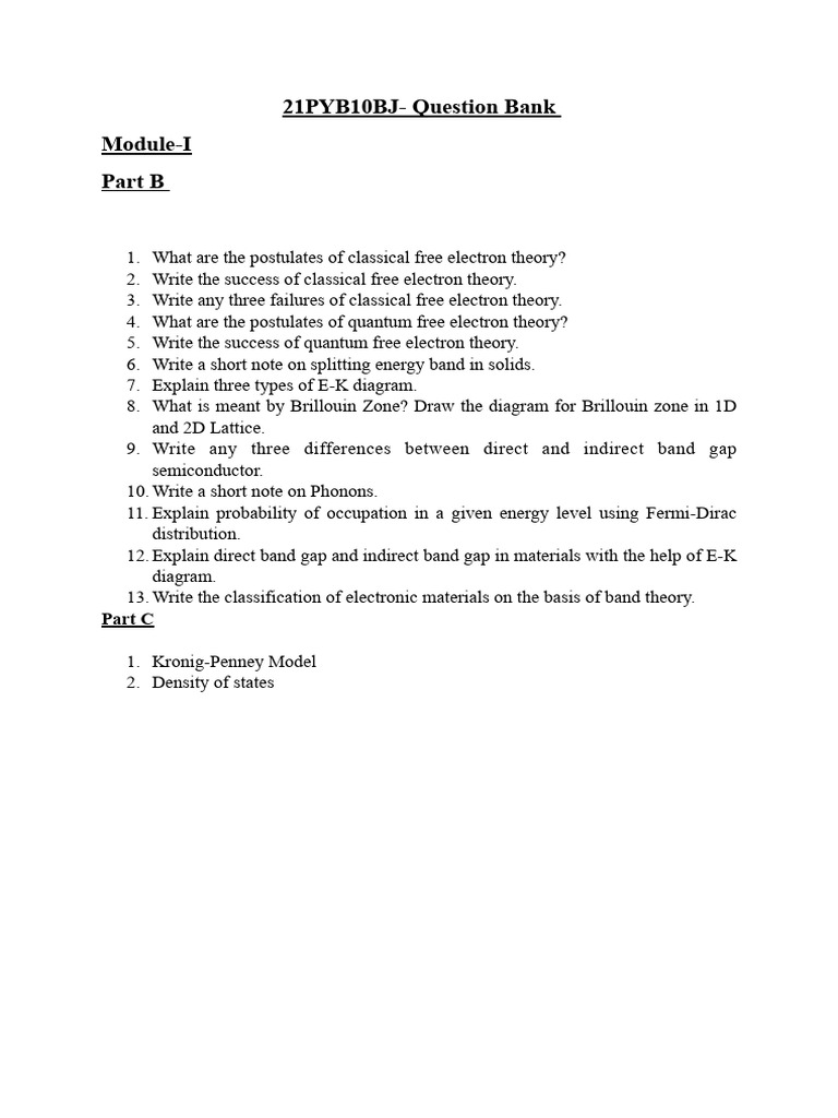 Semicond Phys Question Bank | PDF | P–N Junction | Semiconductors