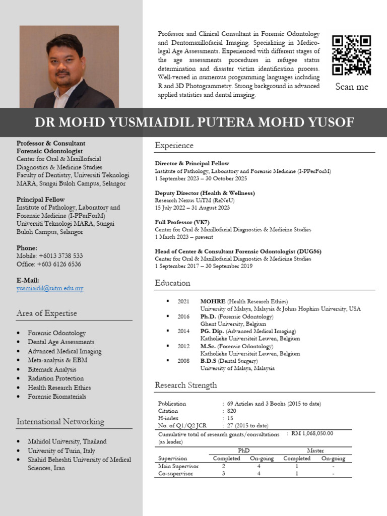 Brief CV Mohd Yusmiaidil Putera 14 Feb 2024 | PDF | Dentistry | Oral And Maxillofacial Surgery