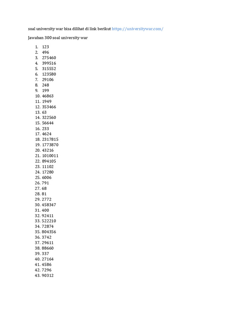 University War 300 Questions & Answers | PDF