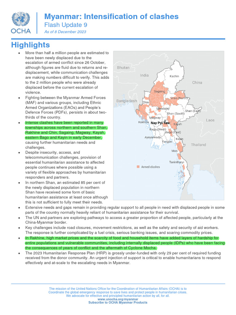 Flash Update 9 - Intensification of Clashes in Myanmar - Final | PDF ...