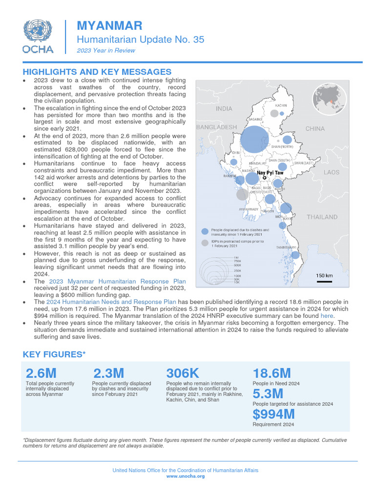 Myanmar Humanitarian Crisis Update 2023 | PDF | Humanitarian Aid ...