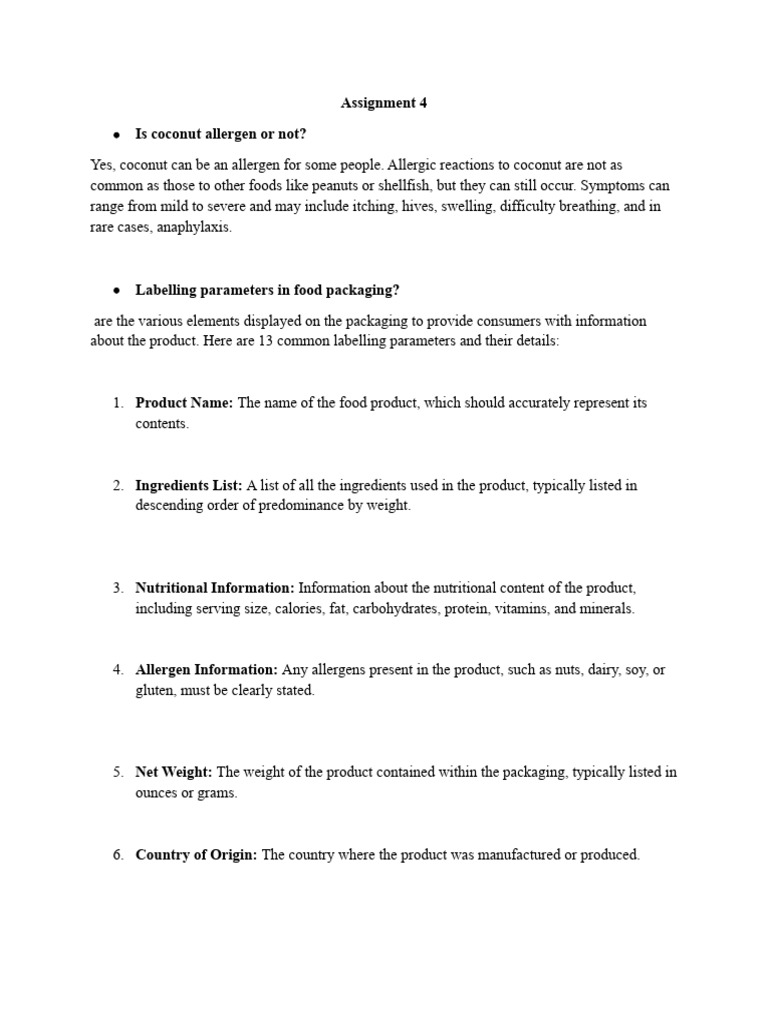 Assignment No 4 To Be Edited Yet Pdf Food Industry Nutrition
