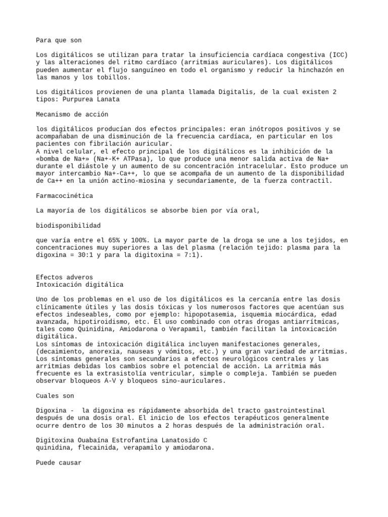DIGITALICOS | PDF | Cardiología | Medicina Interna