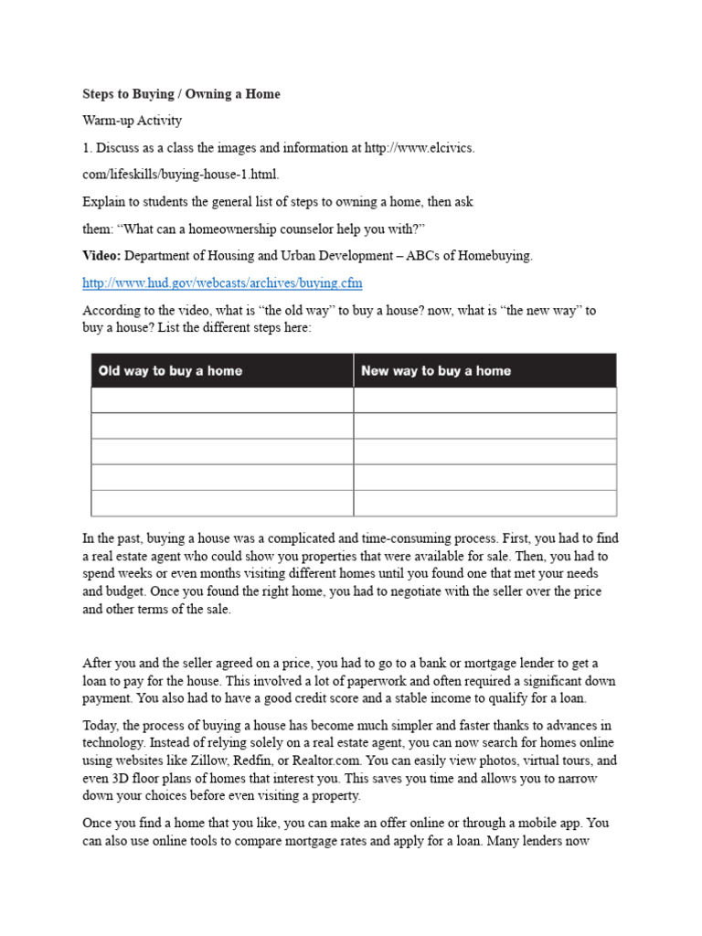 Steps To Buying. Owning A Home | PDF