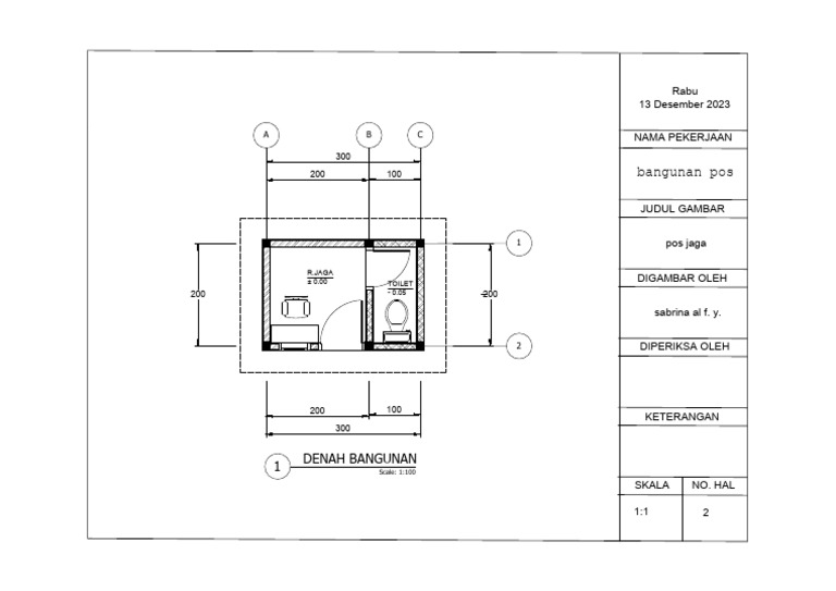 Denah Autocad Pos Jaga | PDF
