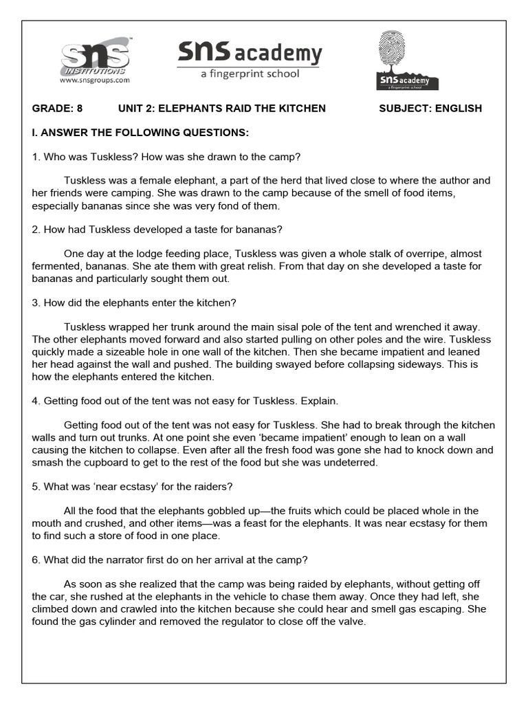 Elephants Raid the Kitchen: Tuskless' Tale | PDF | Elephant