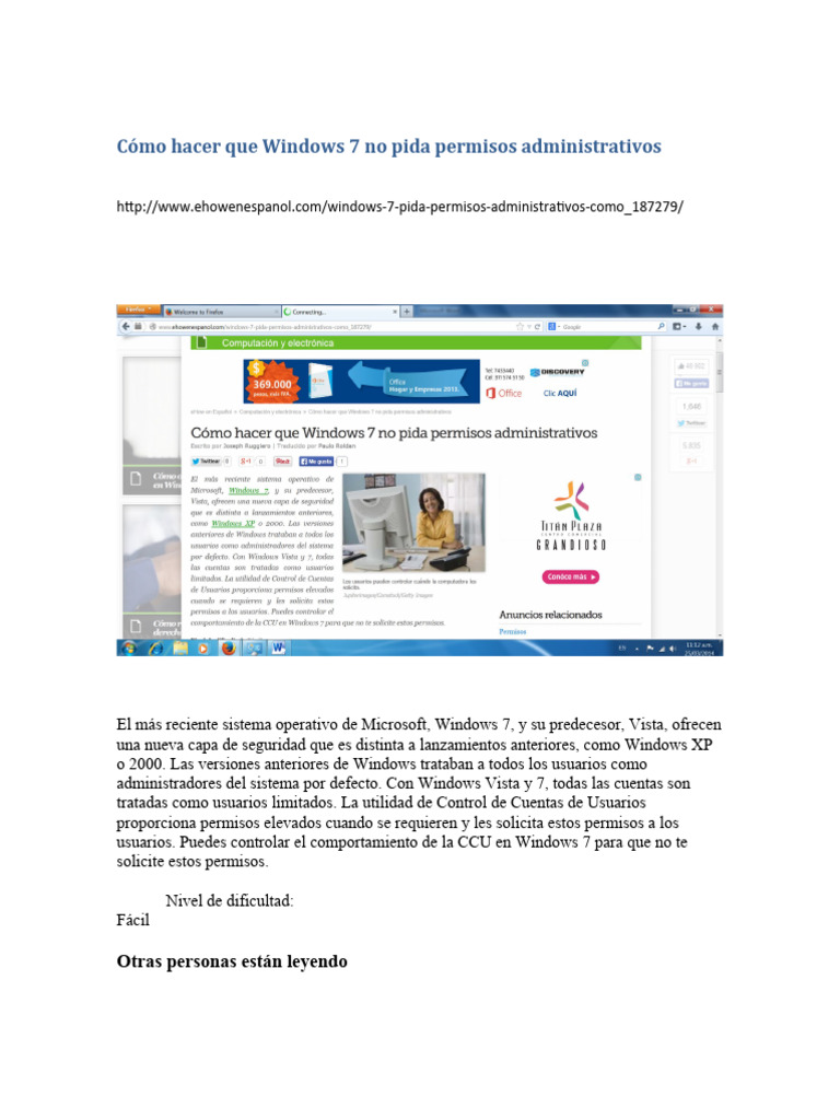 2014-3-Cómo hacer que Windows 7 no pida permisos administrativos | PDF | Microsoft Windows ...