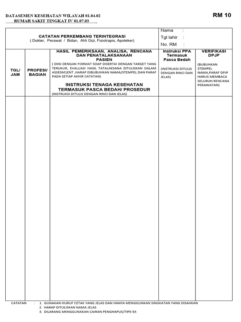 RM 10 Riwayat Penyakit Pasien | PDF
