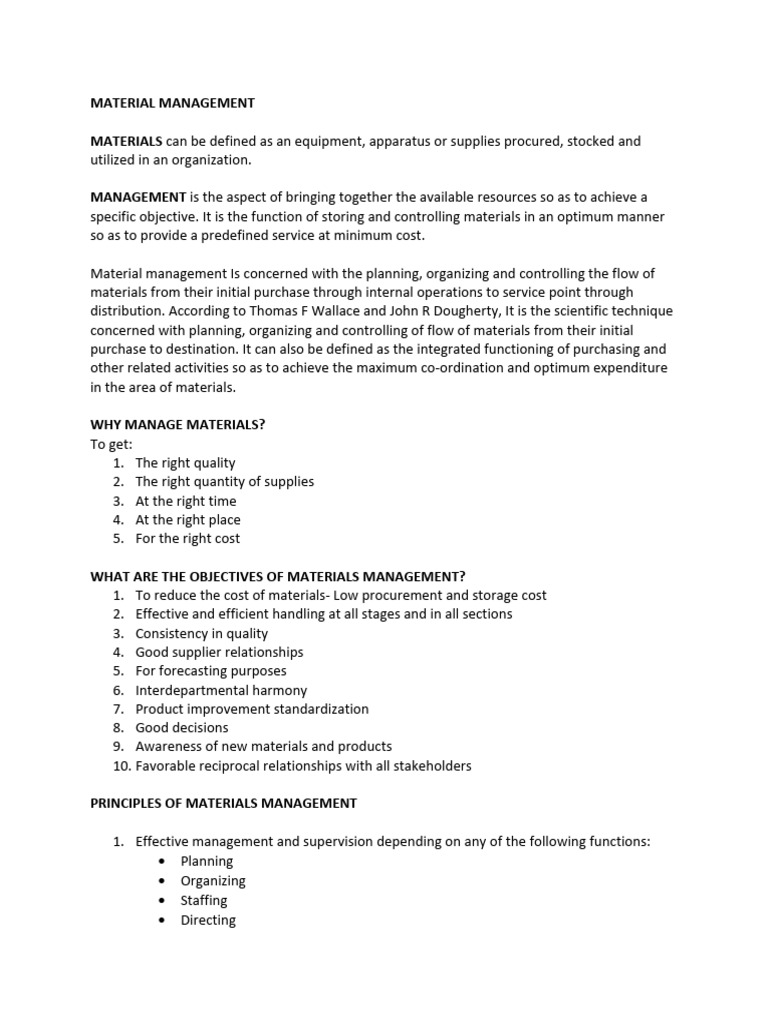 Effective Material Management Strategies | PDF | Business